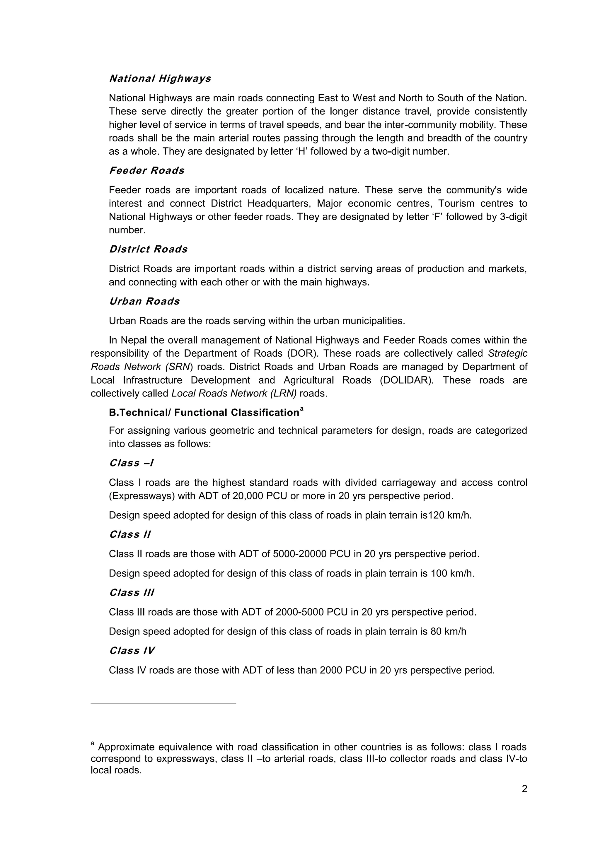 Nepal road-standard-2070 | PDF