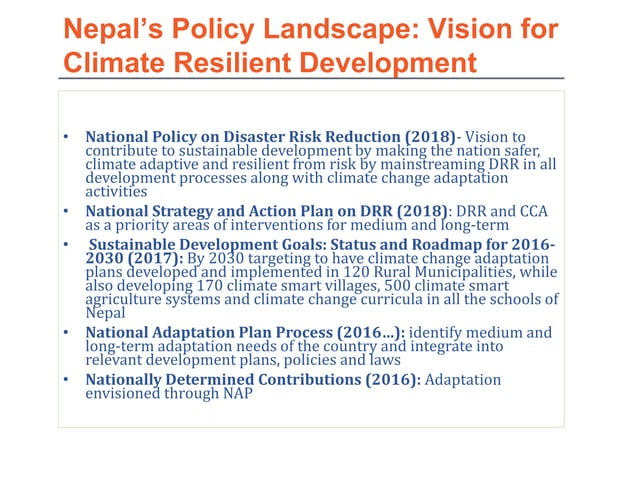Policy Alignment for Climate Resilient Development in Nepal | PPTX