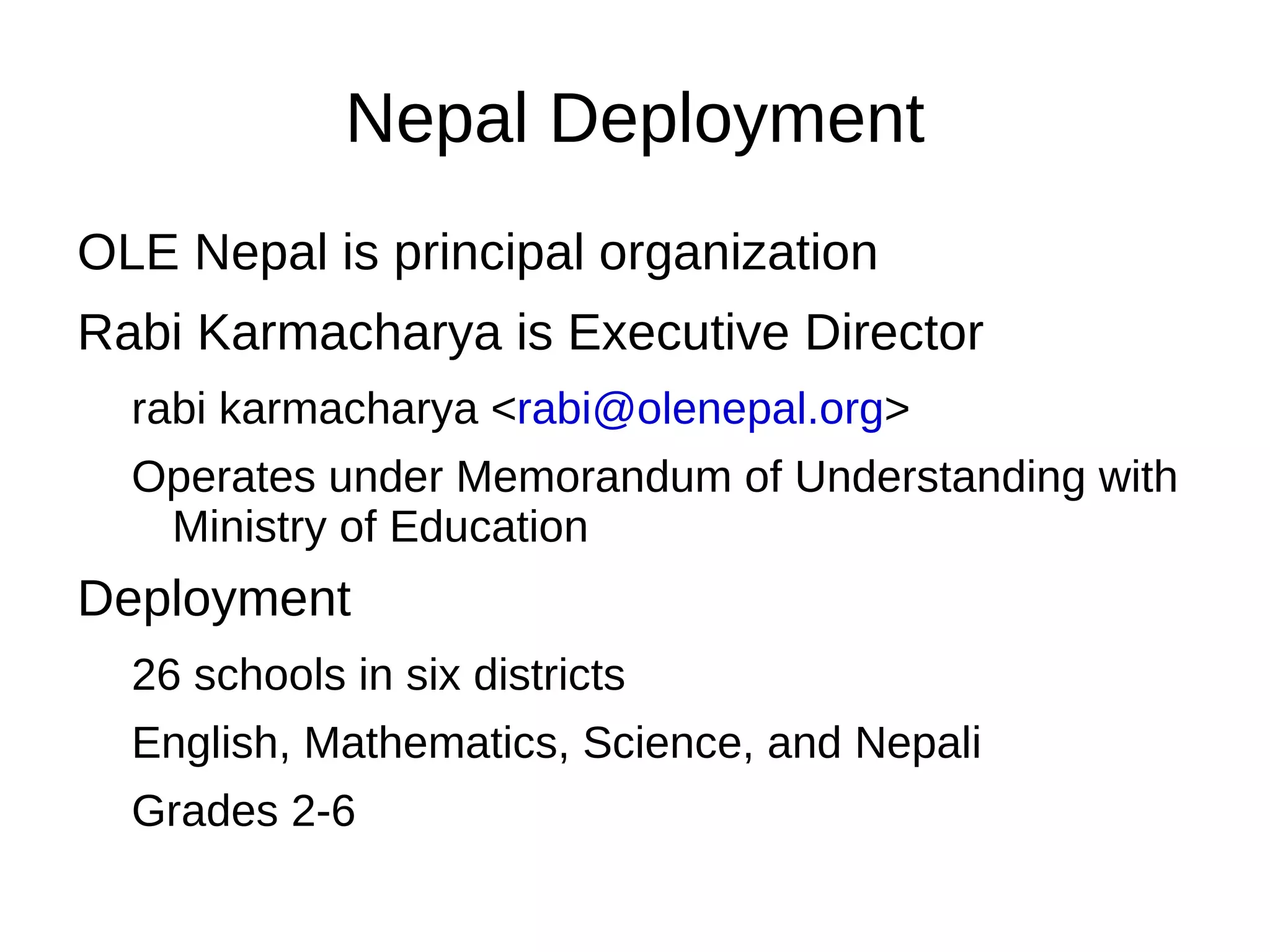 Nepal deployment | ODP