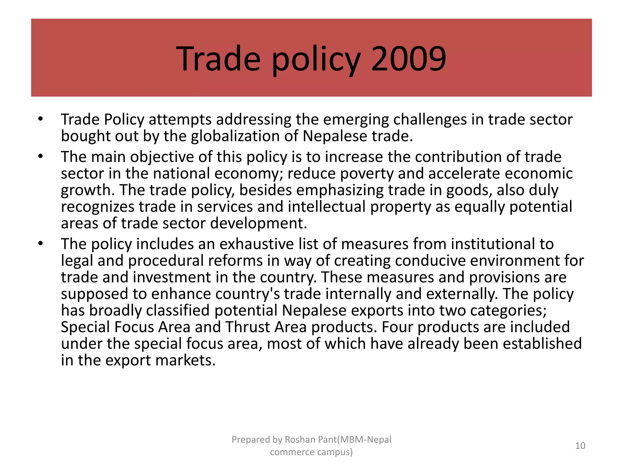 Nepal foreign trade structure and related issues | PPTX