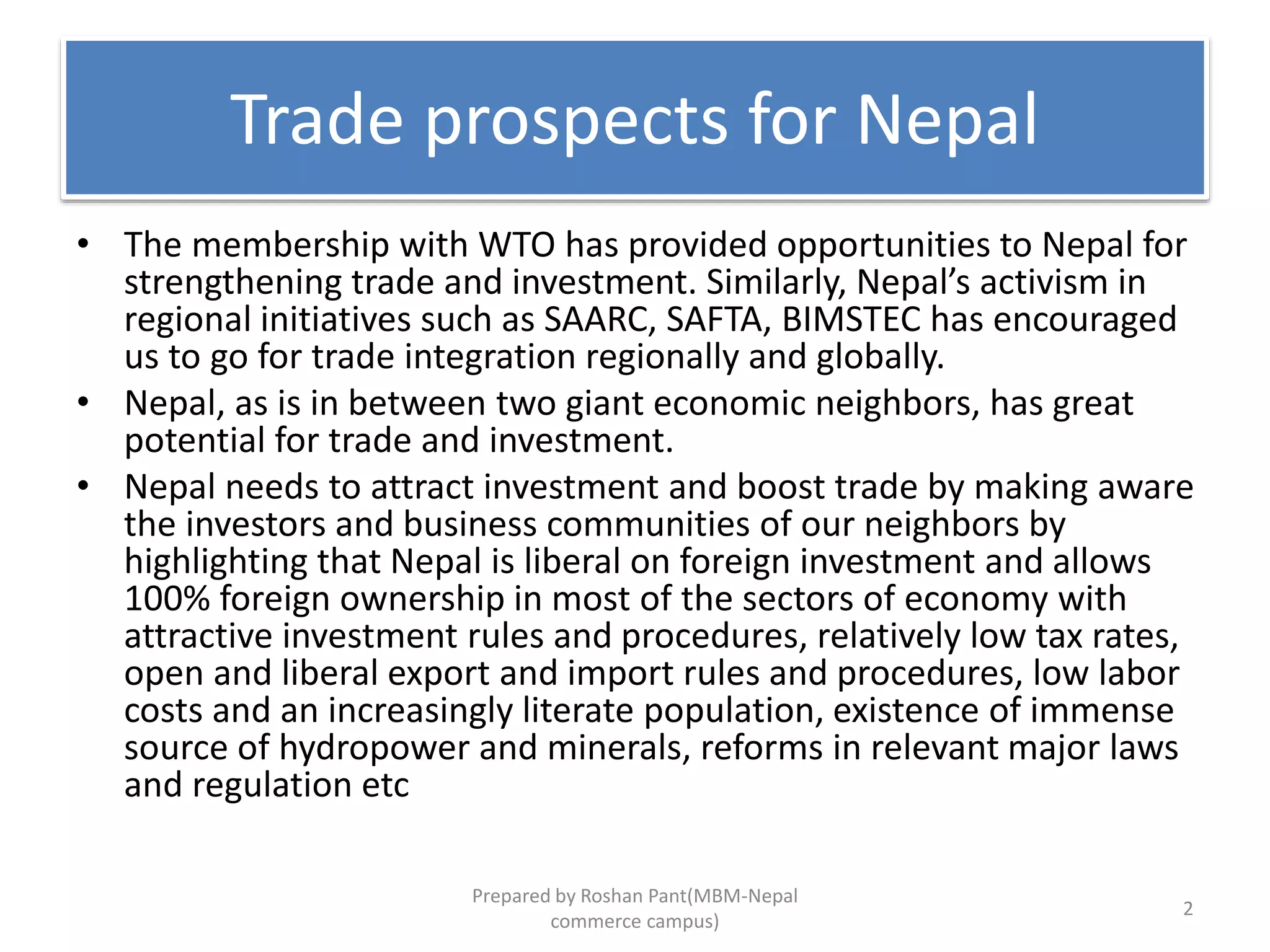 Nepal foreign trade structure and related issues | PPTX