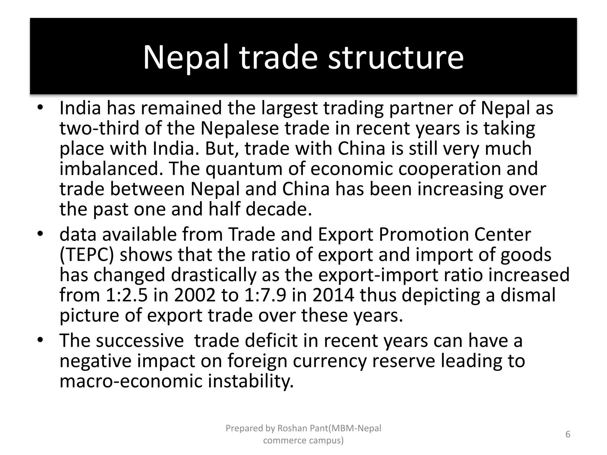 Nepal foreign trade structure and related issues | PPTX