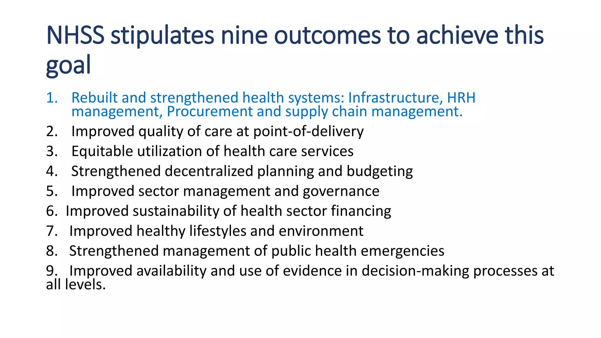 Nepal health sector strategy Outcome 1 | PPTX