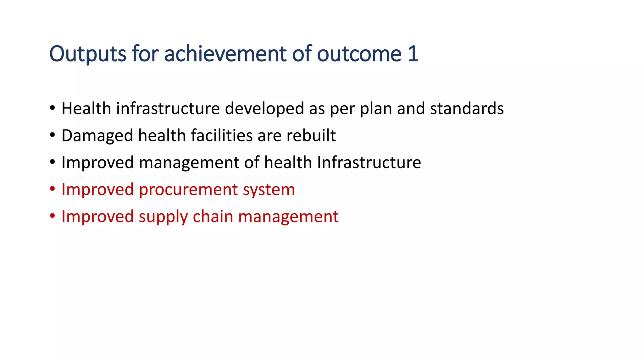Nepal health sector strategy Outcome 1 | PPTX