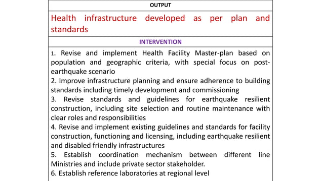 Nepal health sector strategy Outcome 1 | PPTX