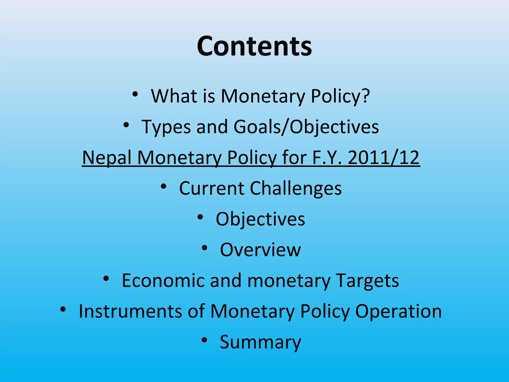 Nepal monetary policy 2011.12