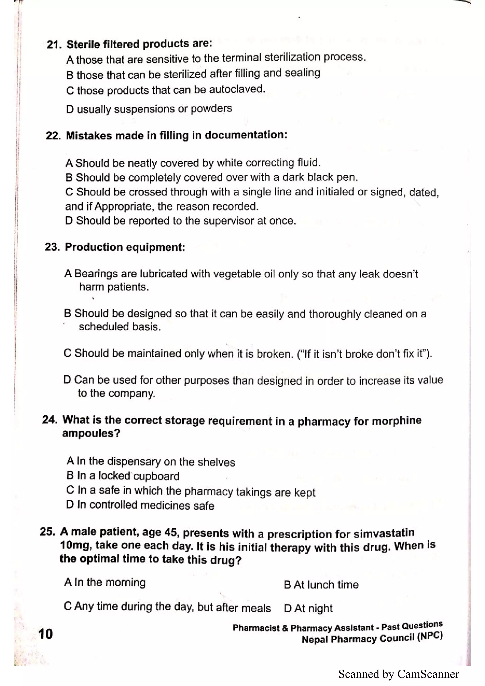 Collection of Past Questions NPC License Exam | PDF