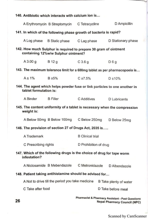 Collection of Past Questions NPC License Exam | PDF