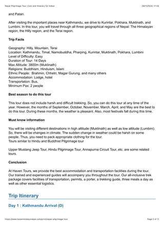 Nepal Pilgrimage Tour: Cost and Itinerary for Indian.pdf