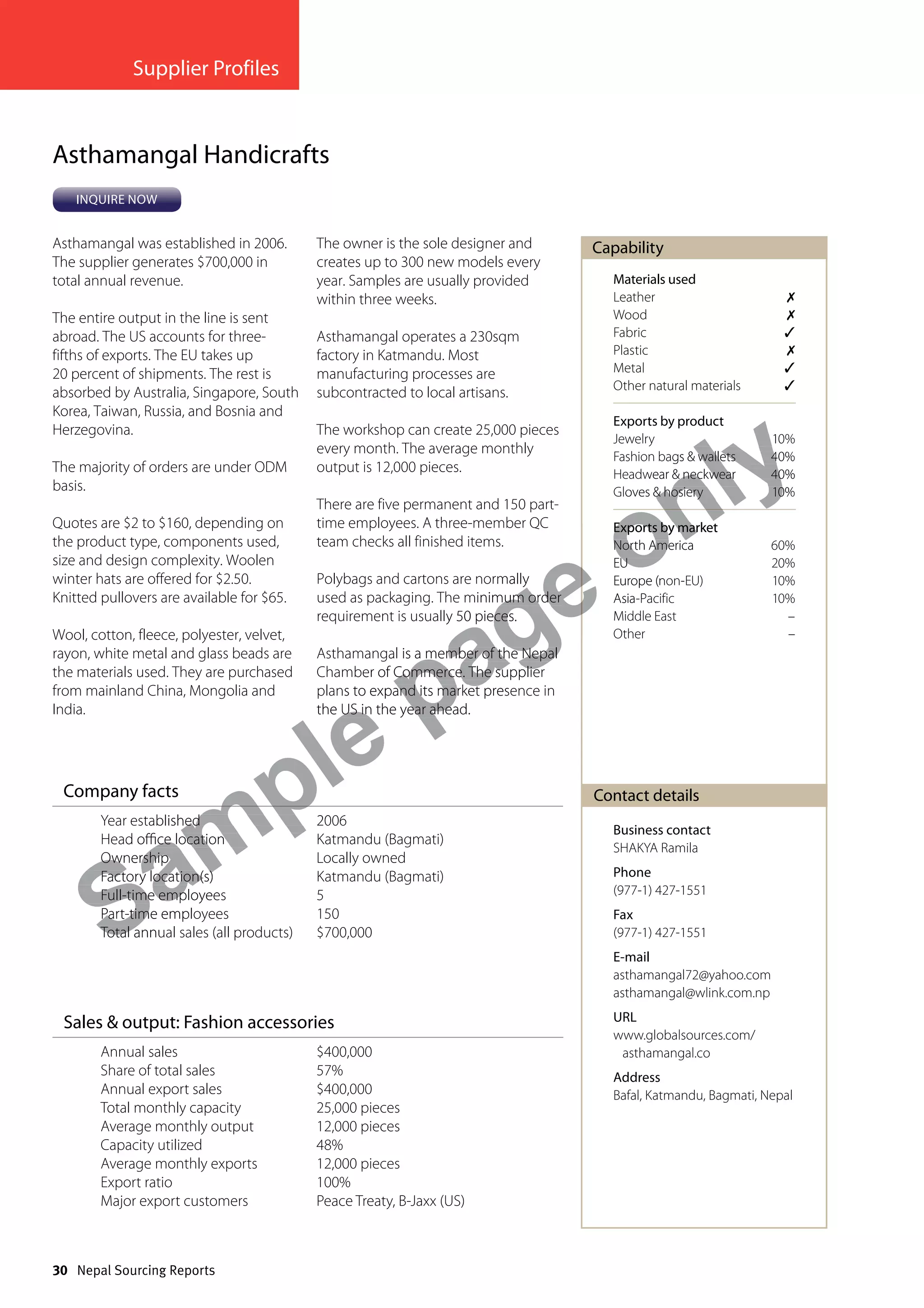 Nepal sourcing report fashion accessories sample copy | PDF