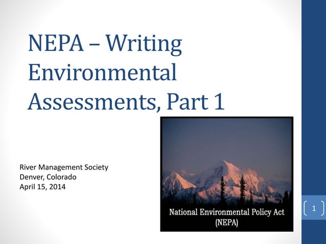 National Environmental Policy Act (NEPA) Writing Environmental ...