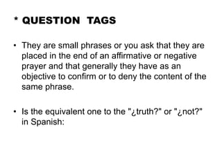 Nepbe 1 er grado unit 4 2da clase question tags | PPT