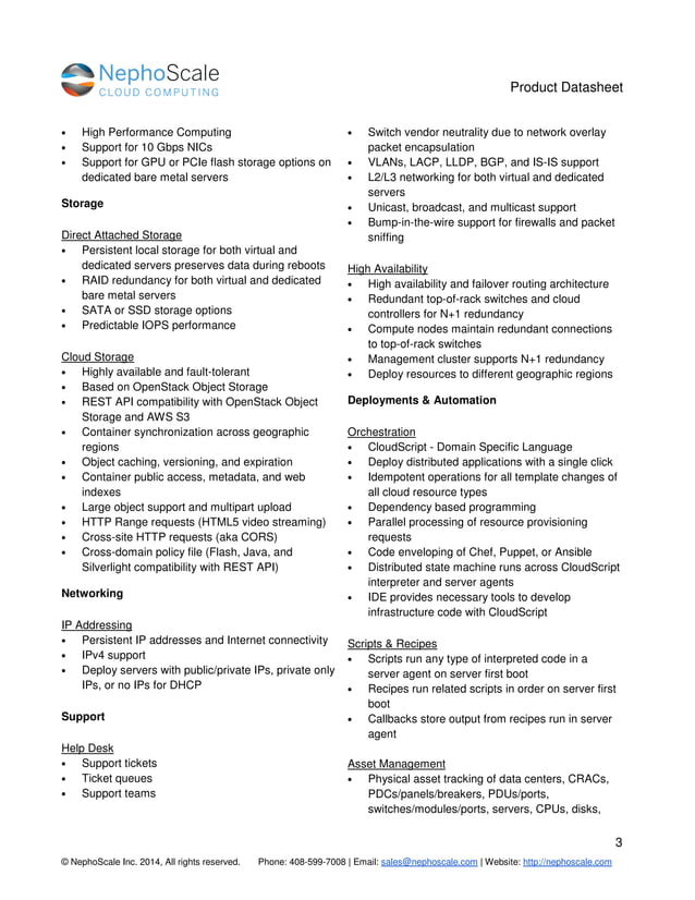NephOS Product Datasheet | PDF