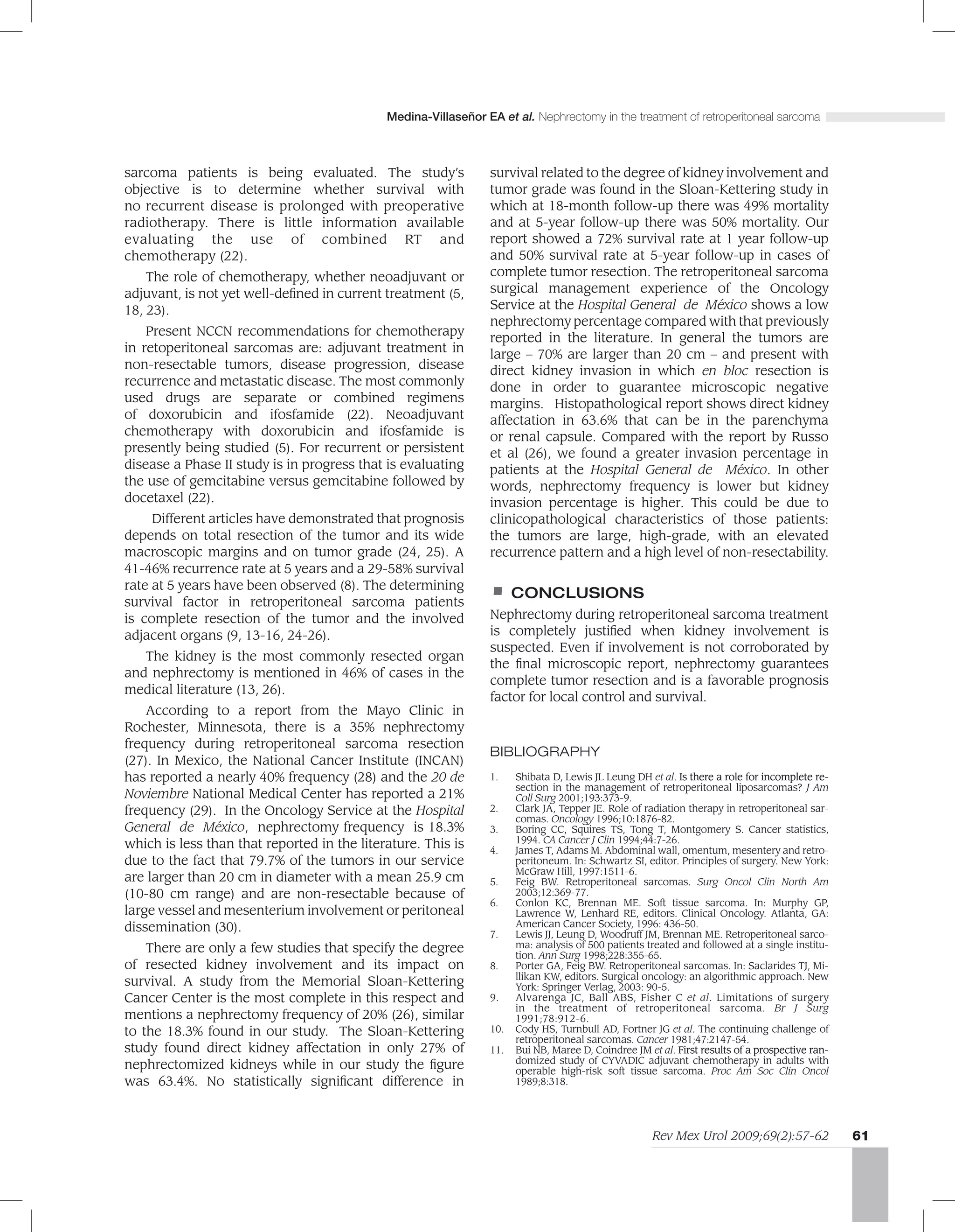 Nephrectomy in the treatmen of retroperitoneal sarcoma | PDF