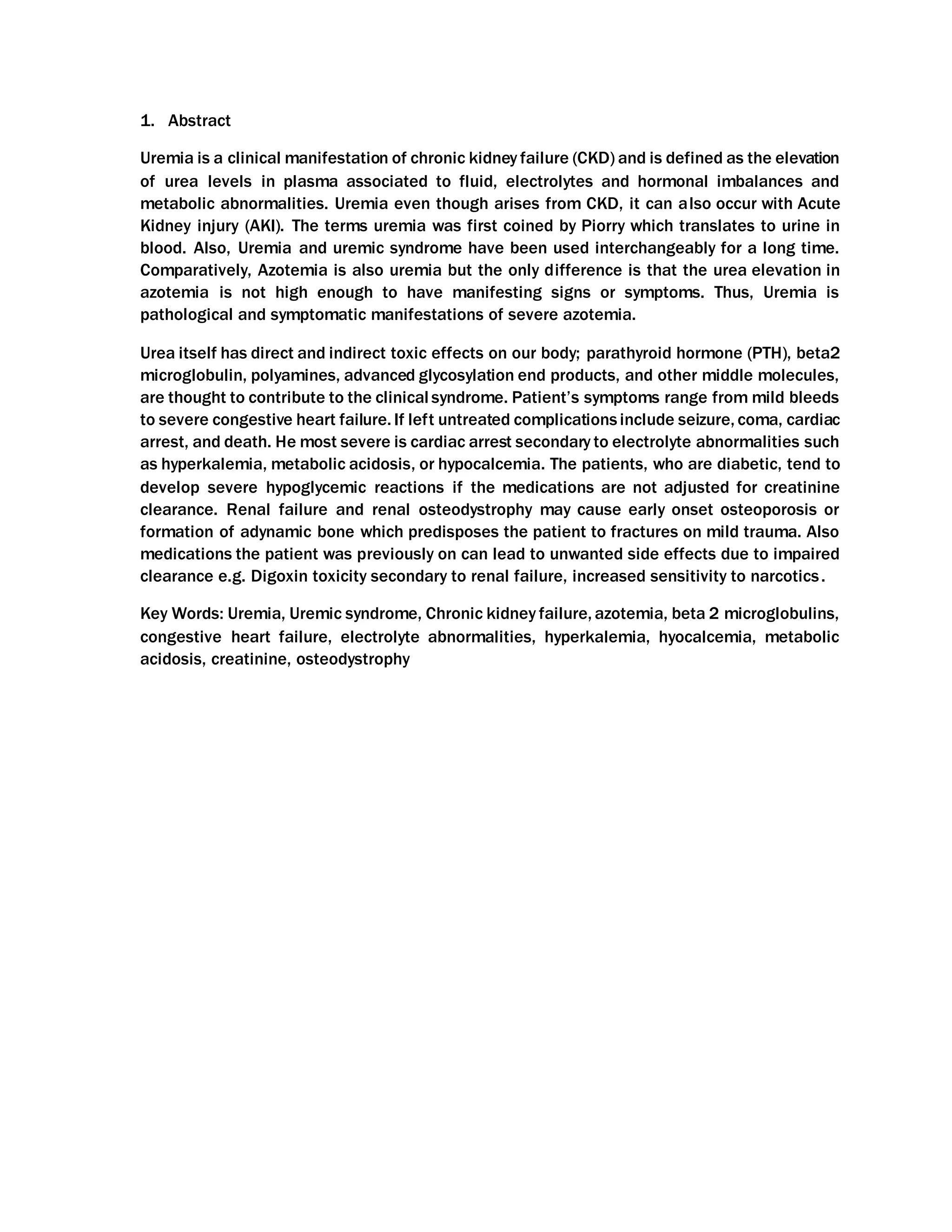 Uremia and Uremic Syndrome | DOCX