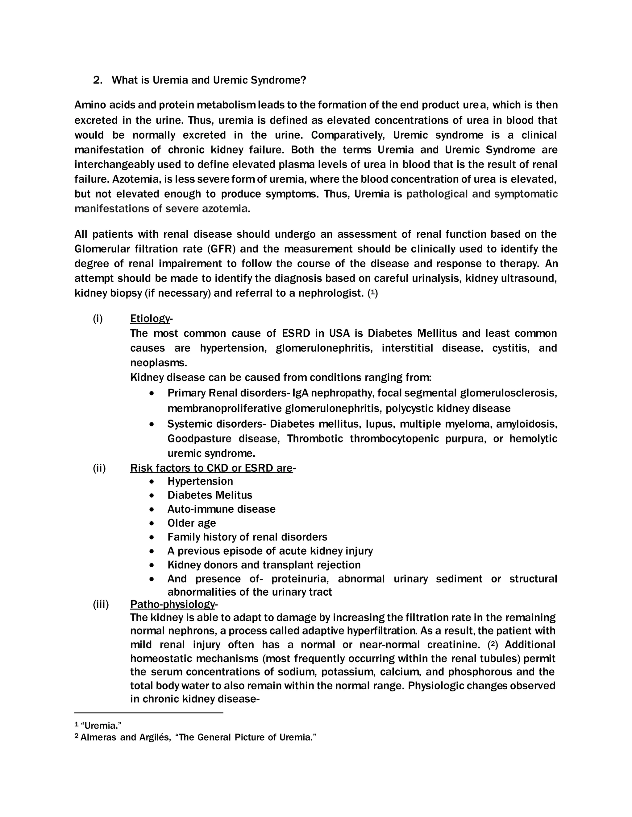 Uremia and Uremic Syndrome | DOCX