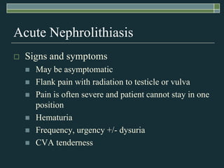Nephrolithiasis Symptoms