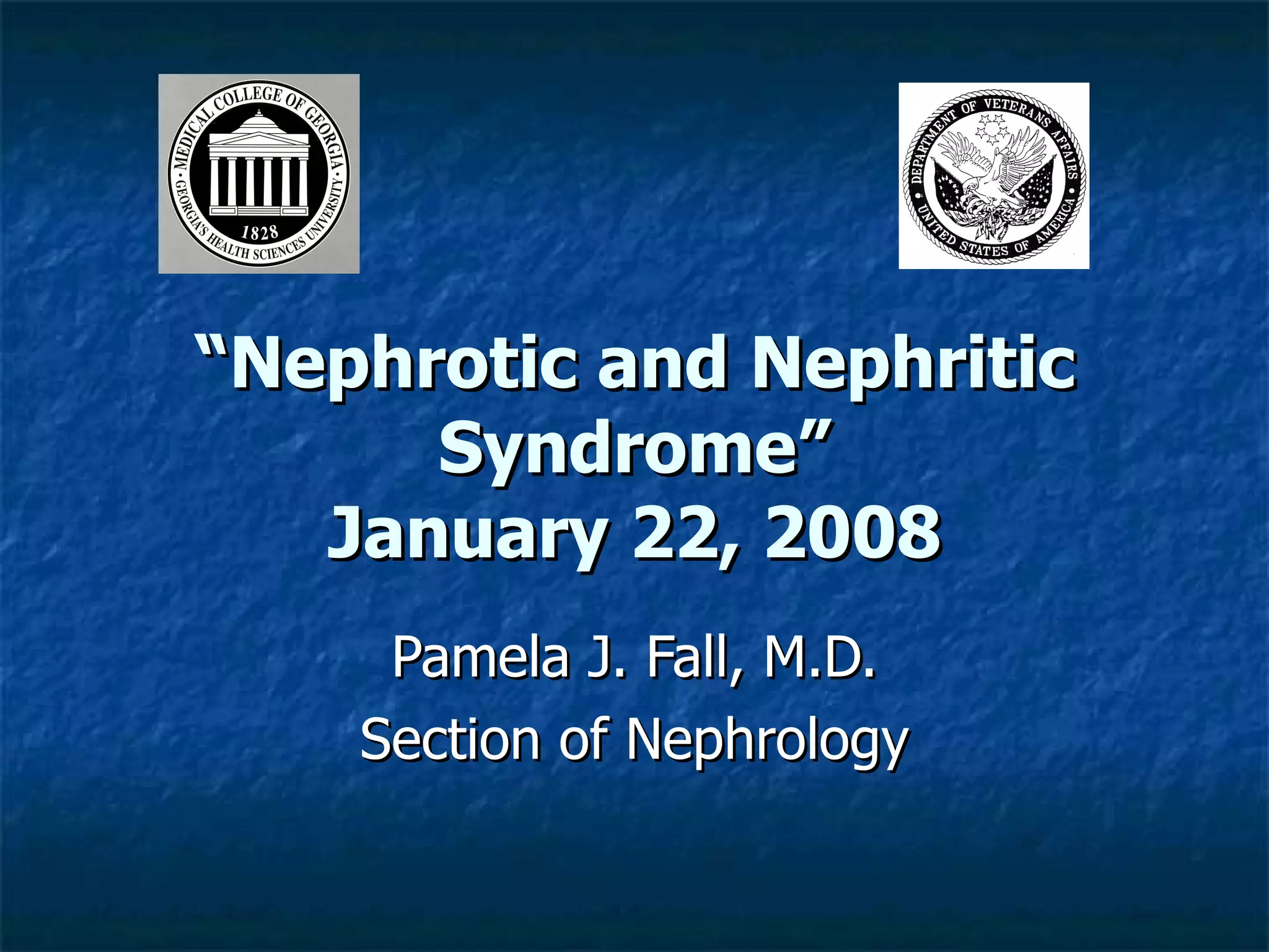 Nephrotic And Nephritic Syndrome 2008 | PPT