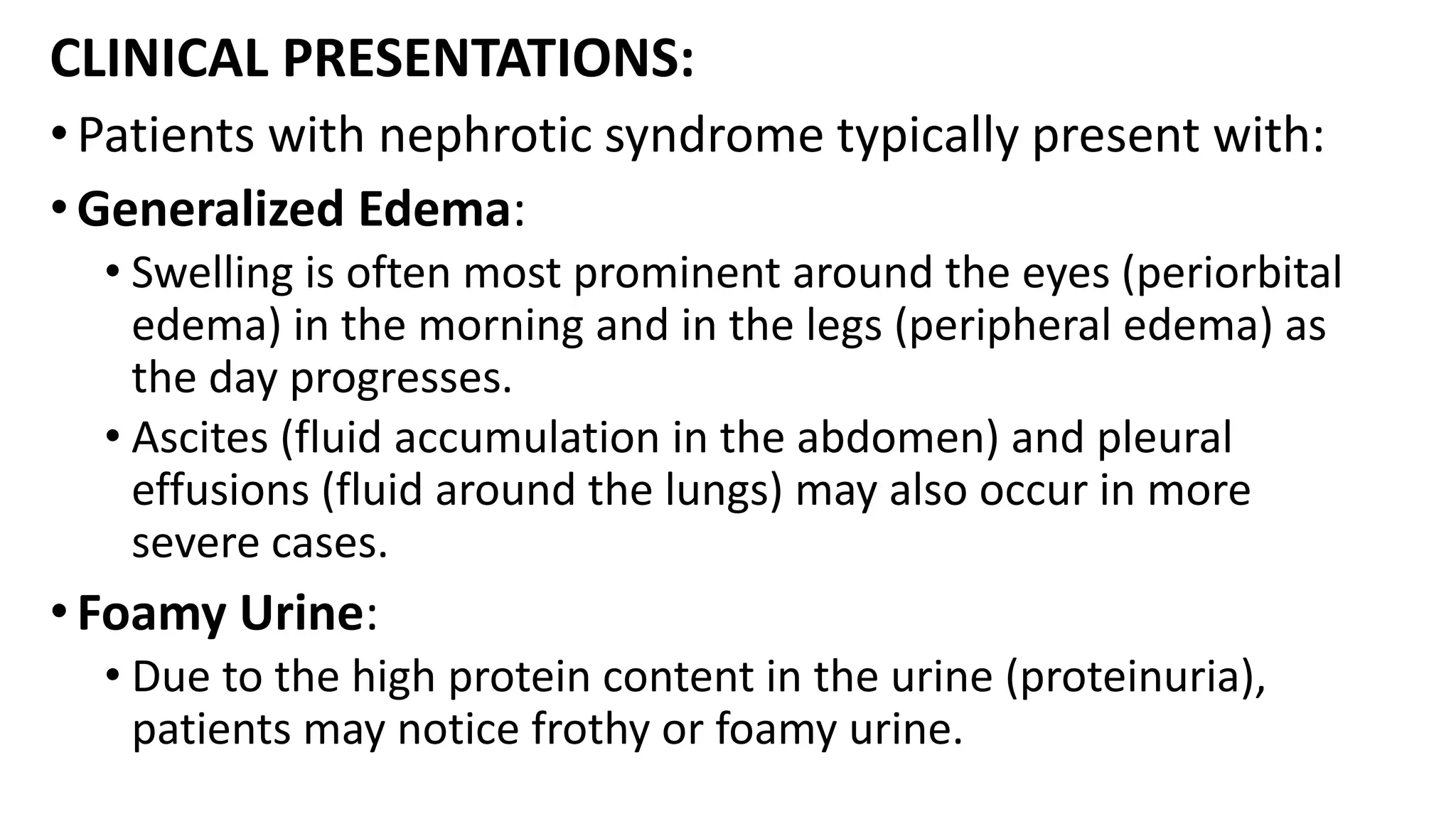 NEPHROTIC SYNDROME. a kidney disorder characterized by: Severe ...