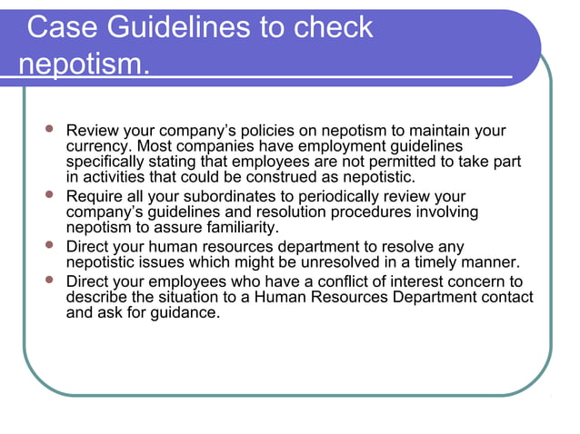 Nepotism | PPT | Business | Business and Finance