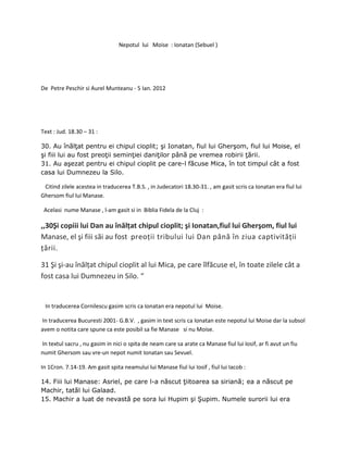 Nepotul lui Moise - Ionatan (Sevuel ) | DOCX