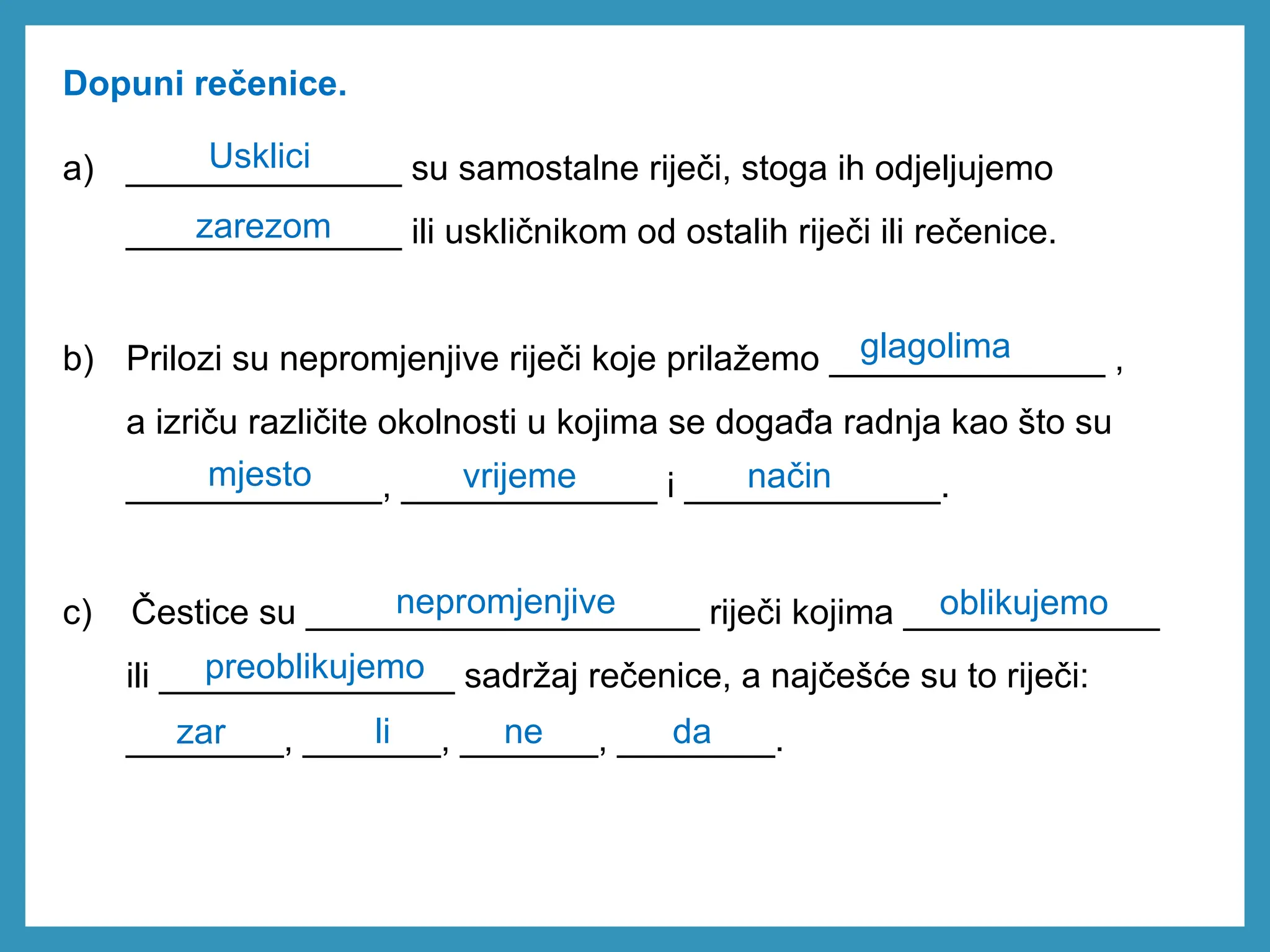 nepromjenjive vrste riječi - ponavljanje | PPTX