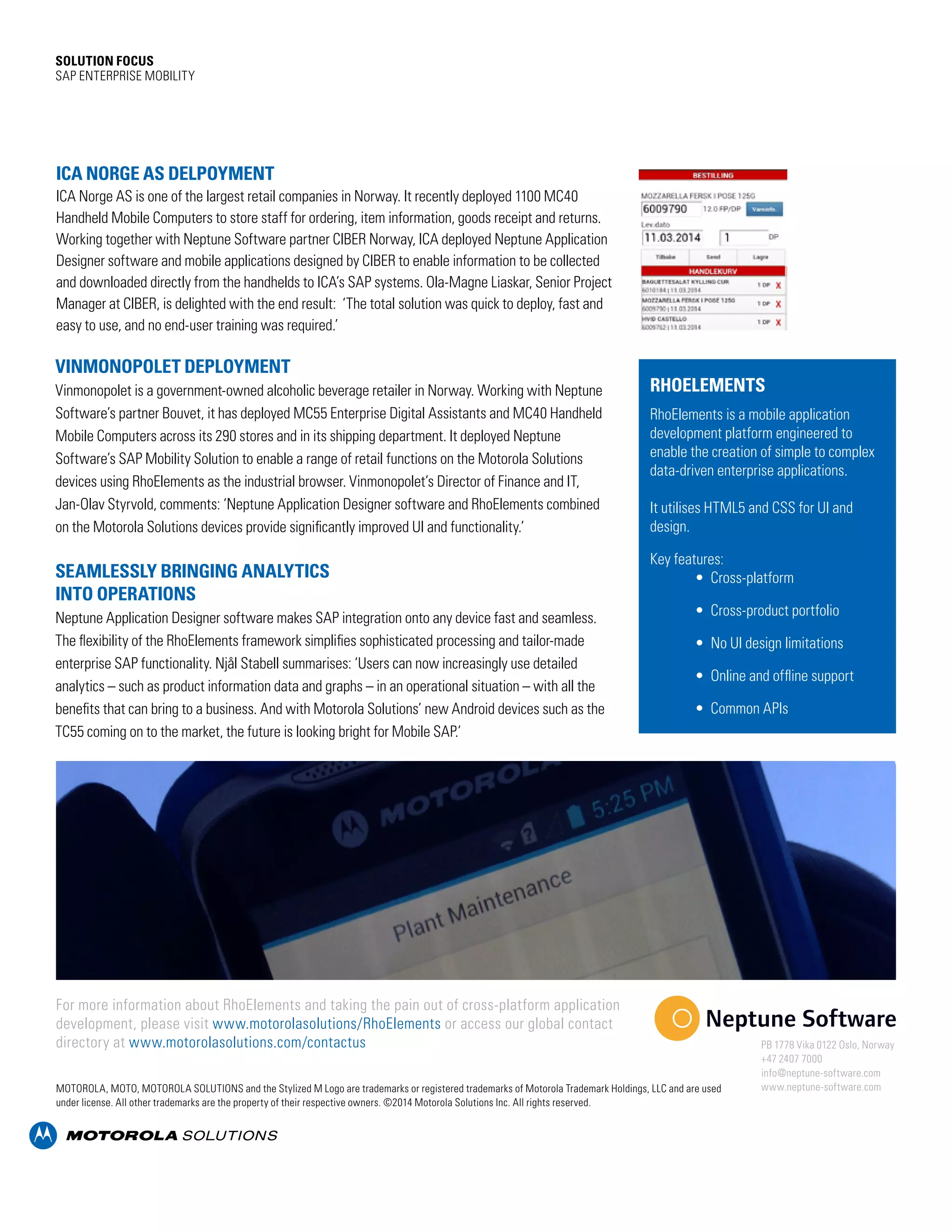 Direct Mobile SAP Integration - Neptune Software uses RhoElements | PDF