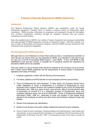 NERA Inspection and HR Compliance | PDF