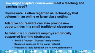 Implementing Adaptive, Data-Driven Course Design to Improve Student Learning | PPT