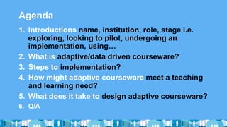Implementing Adaptive, Data-Driven Course Design to Improve Student ...