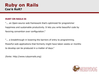 Sviluppo applicazioni in Ruby on Rails | PPT