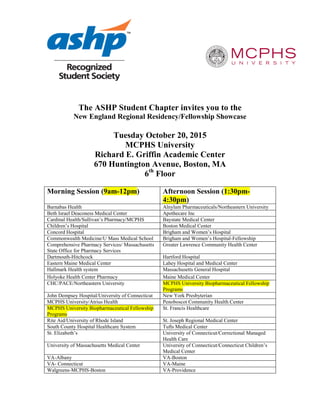 See MCPHS at the New England Regional Fellowship/Residency Showcase | PDF