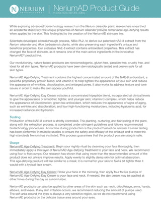 NeriumAD SkinCare Products | Science and Safety | PDF