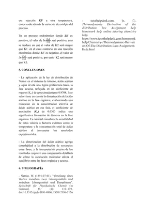 Informe sobre ley de distribucion de nerst | PDF