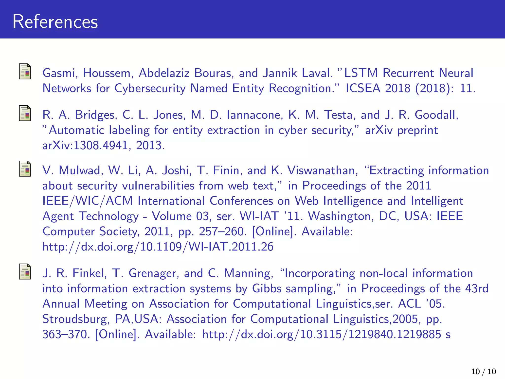 Deep Learning Approach For Intelligent Named Entity Recognition Of