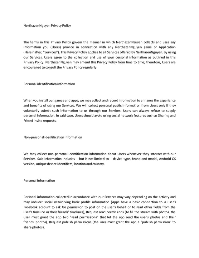 Nerthazen nguyen privacy policy | DOCX