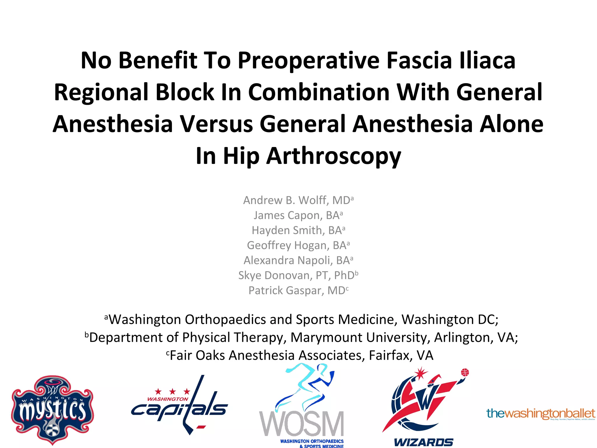 Nerve Block for Hip Arthrsocopy: Rio de Janeiro 2014 | PPT