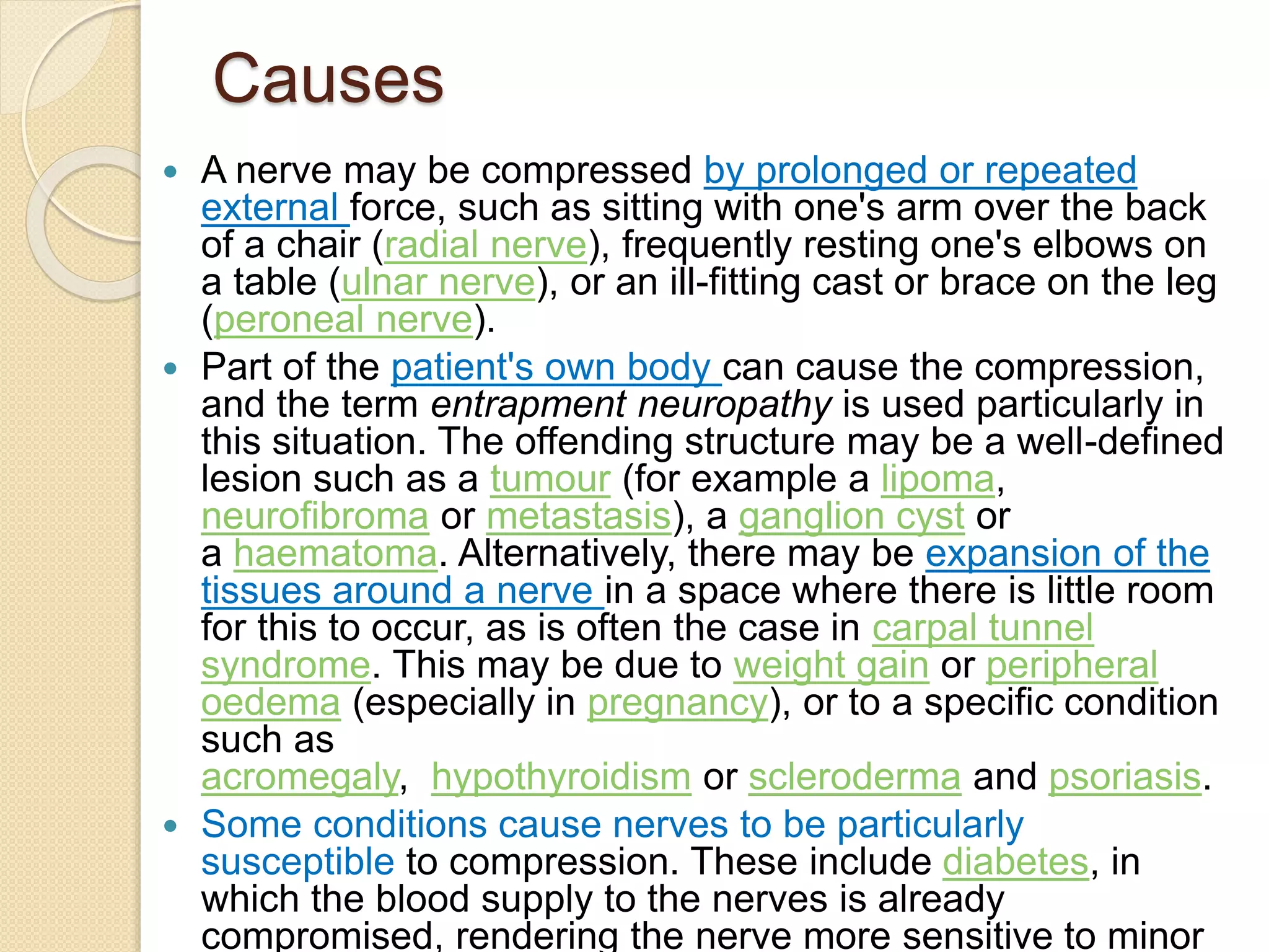 Peripheral Nerve compression syndrome | PPTX | Death, Injury, or ...