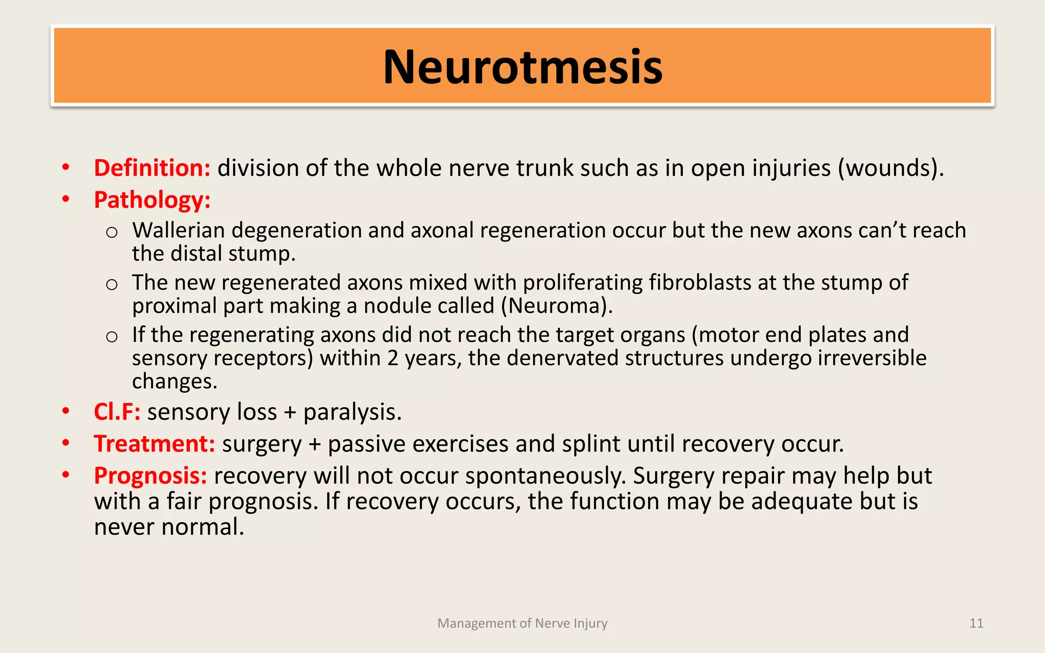 Management of Nerve Injury | PPTX