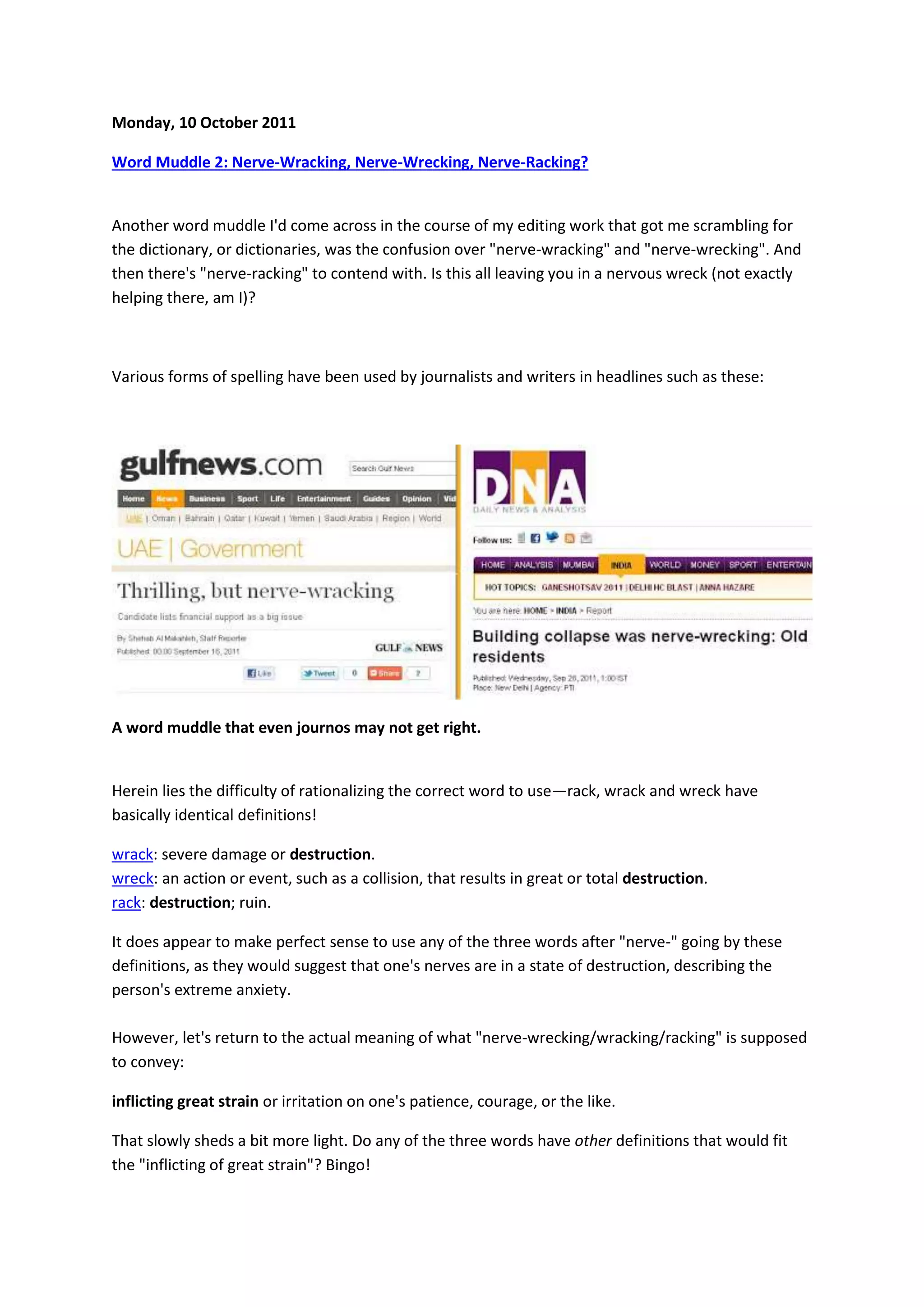 Nerve racking English words | DOCX