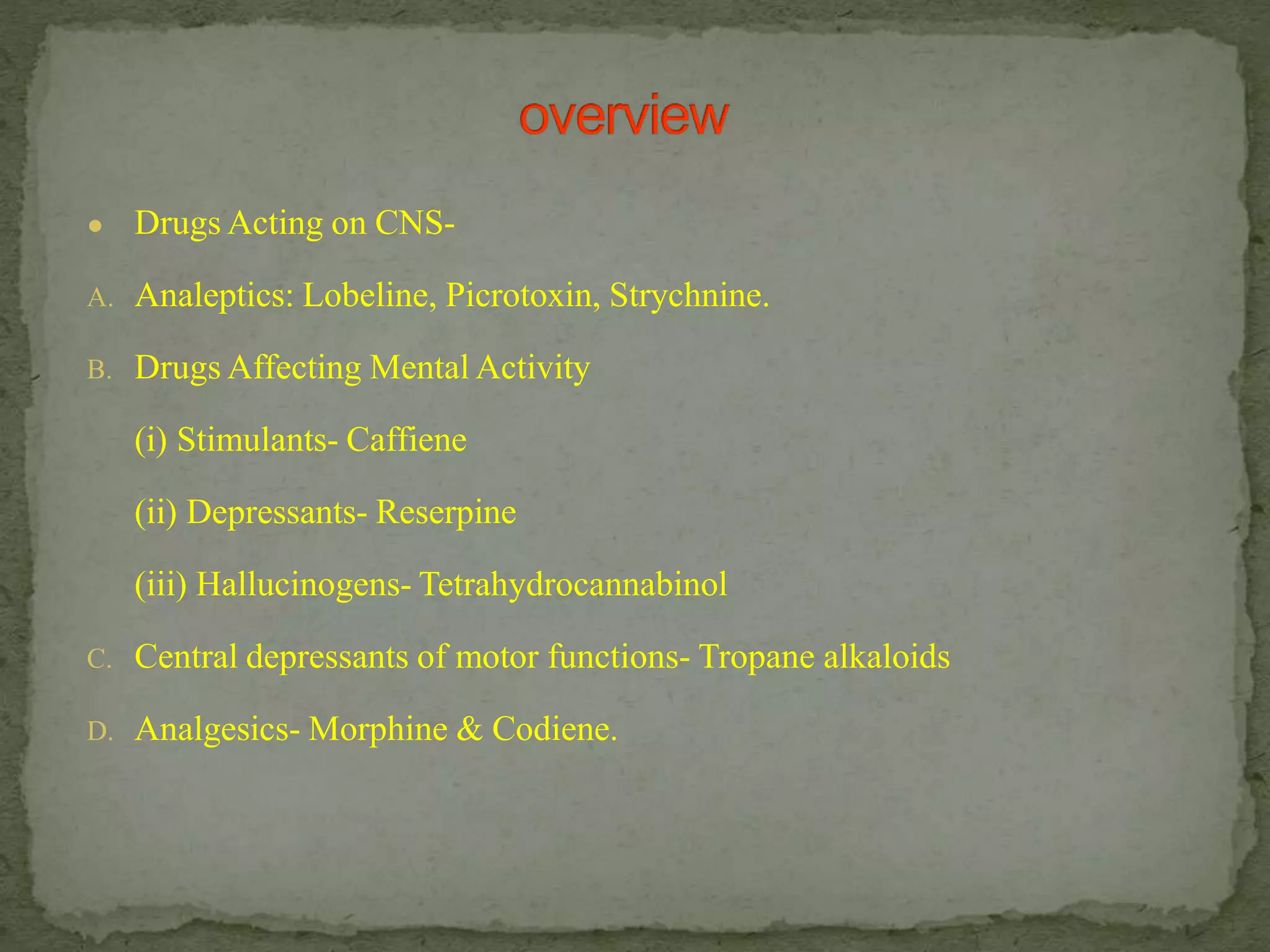 Nerverous sytem acting drugs | PPTX