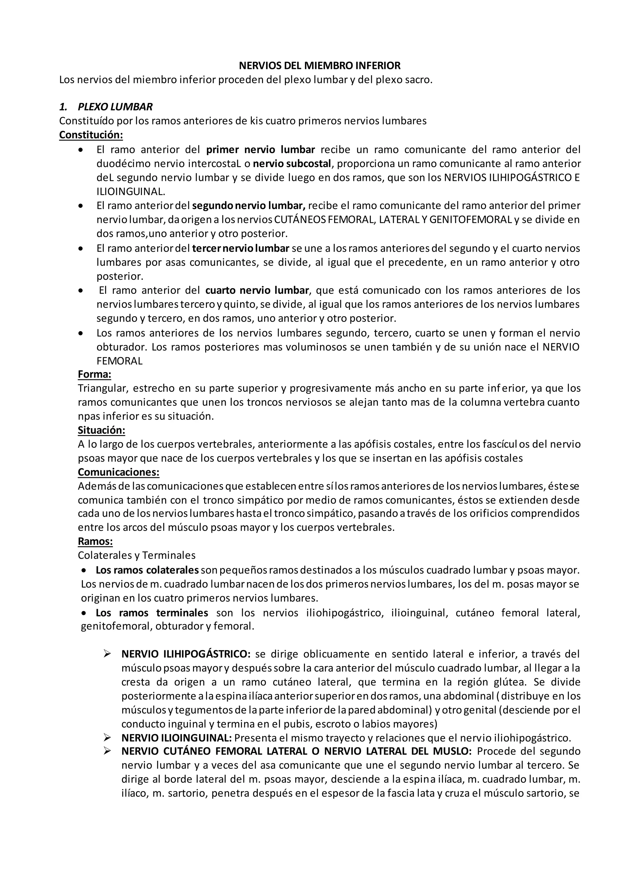 Nervios del miembro inferior | DOCX