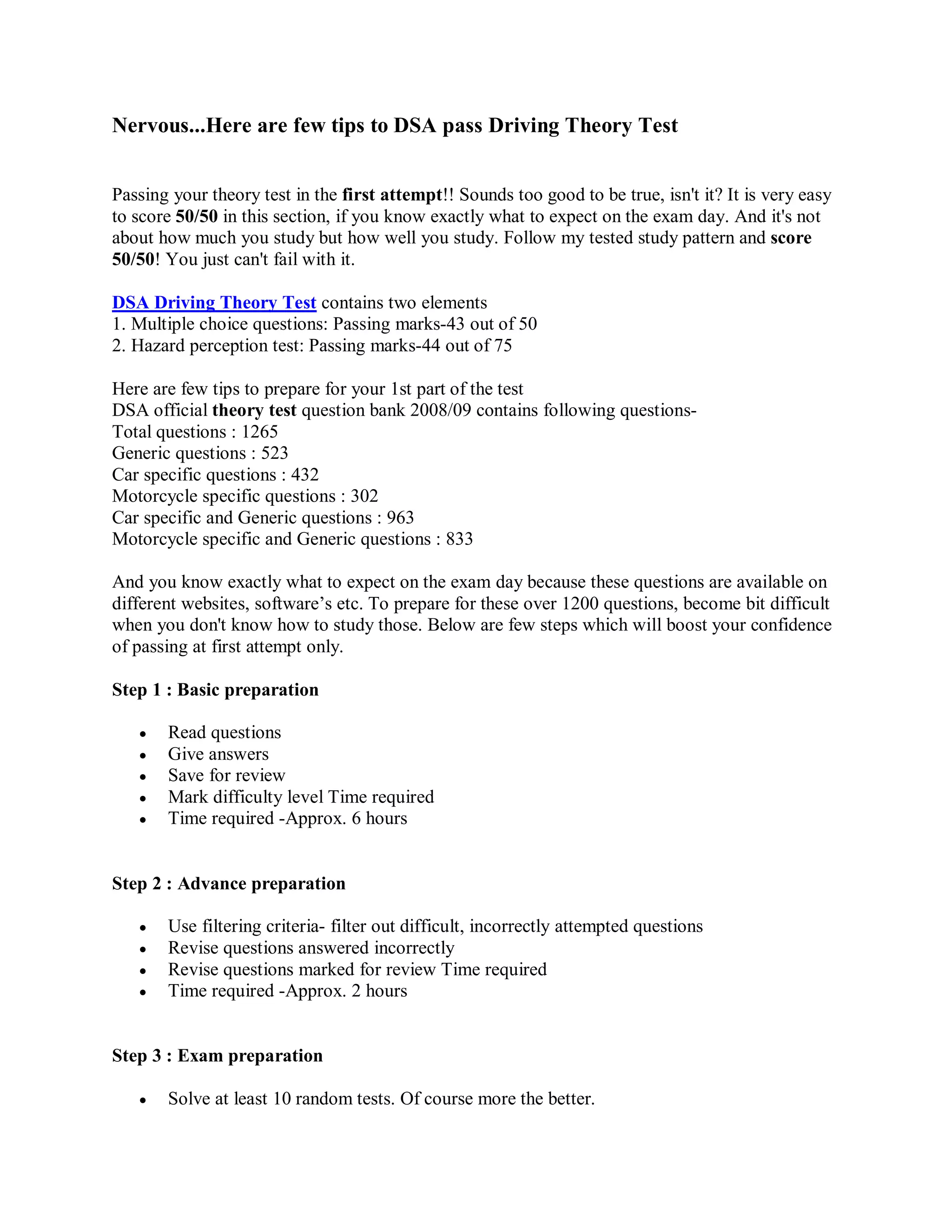 Few tips to pass DSA driving test | PDF