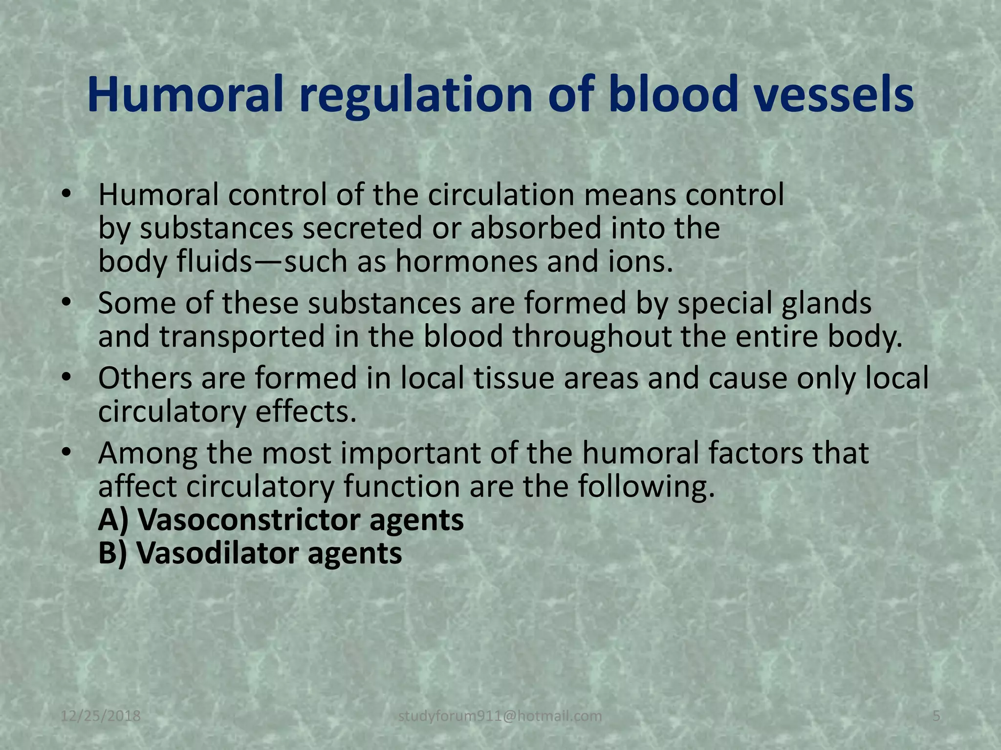 Nervous control of blood vessels regulation of arterial pressure | PPT