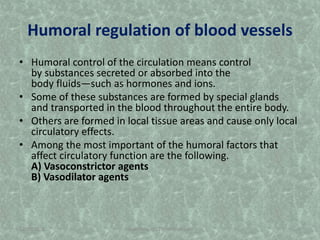 Nervous control of blood vessels regulation of arterial pressure | PPT