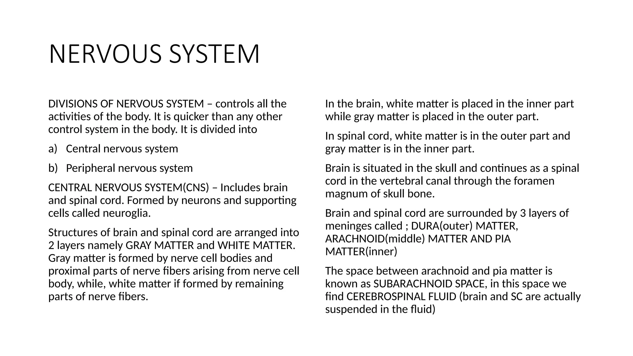 NERVOUS SYSTEM IN INTRODUCTION TO GENERAL ANATOMY | PPTX