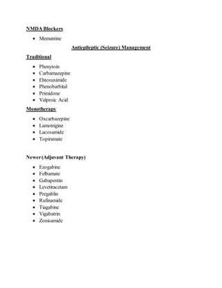 Nervous system drug list | DOCX