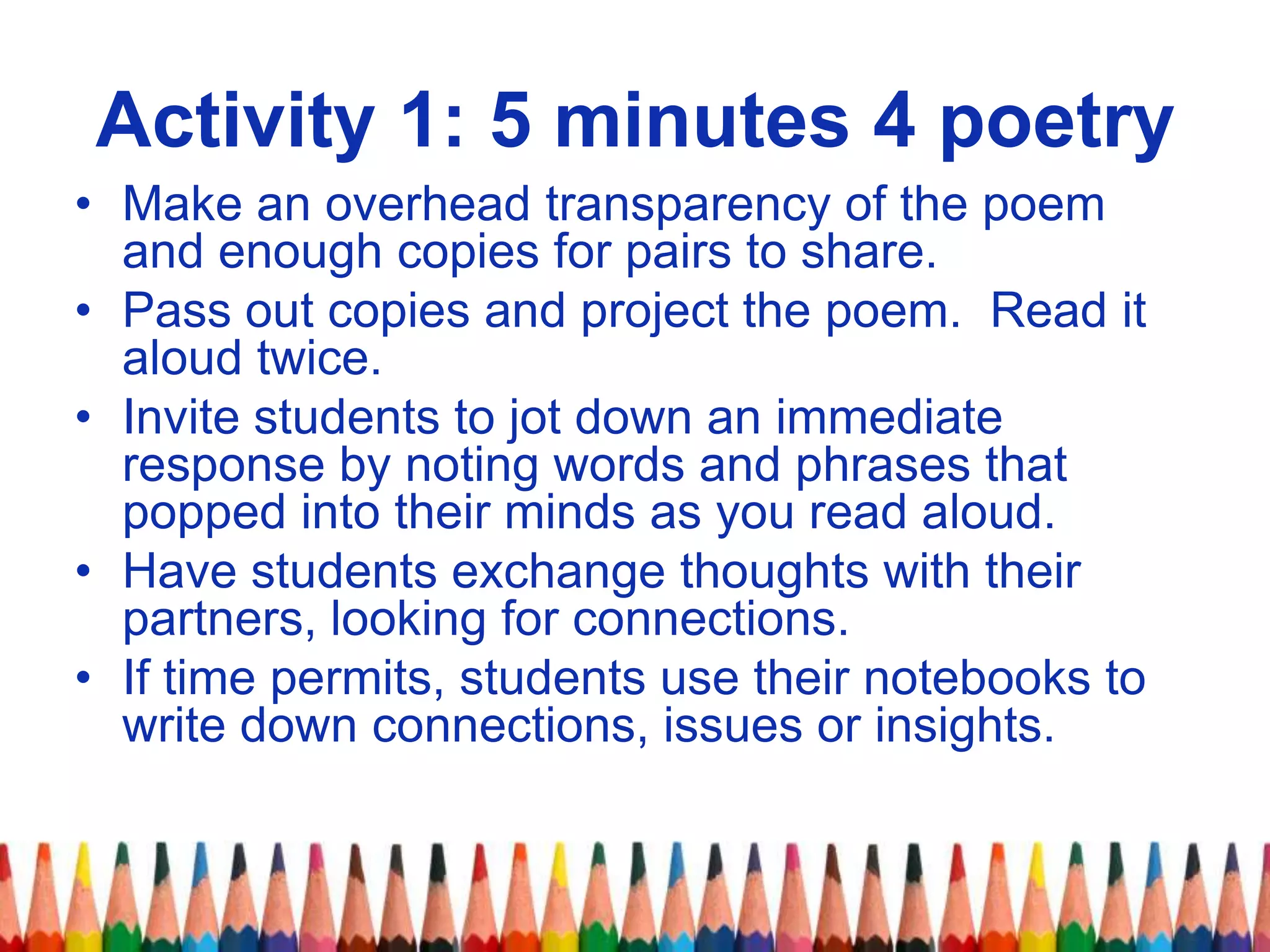 Poems for Teaching in the Content Areas | PPT
