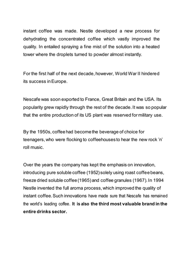 Nescafe 4 Ps of marketing mix and consumer research | DOCX