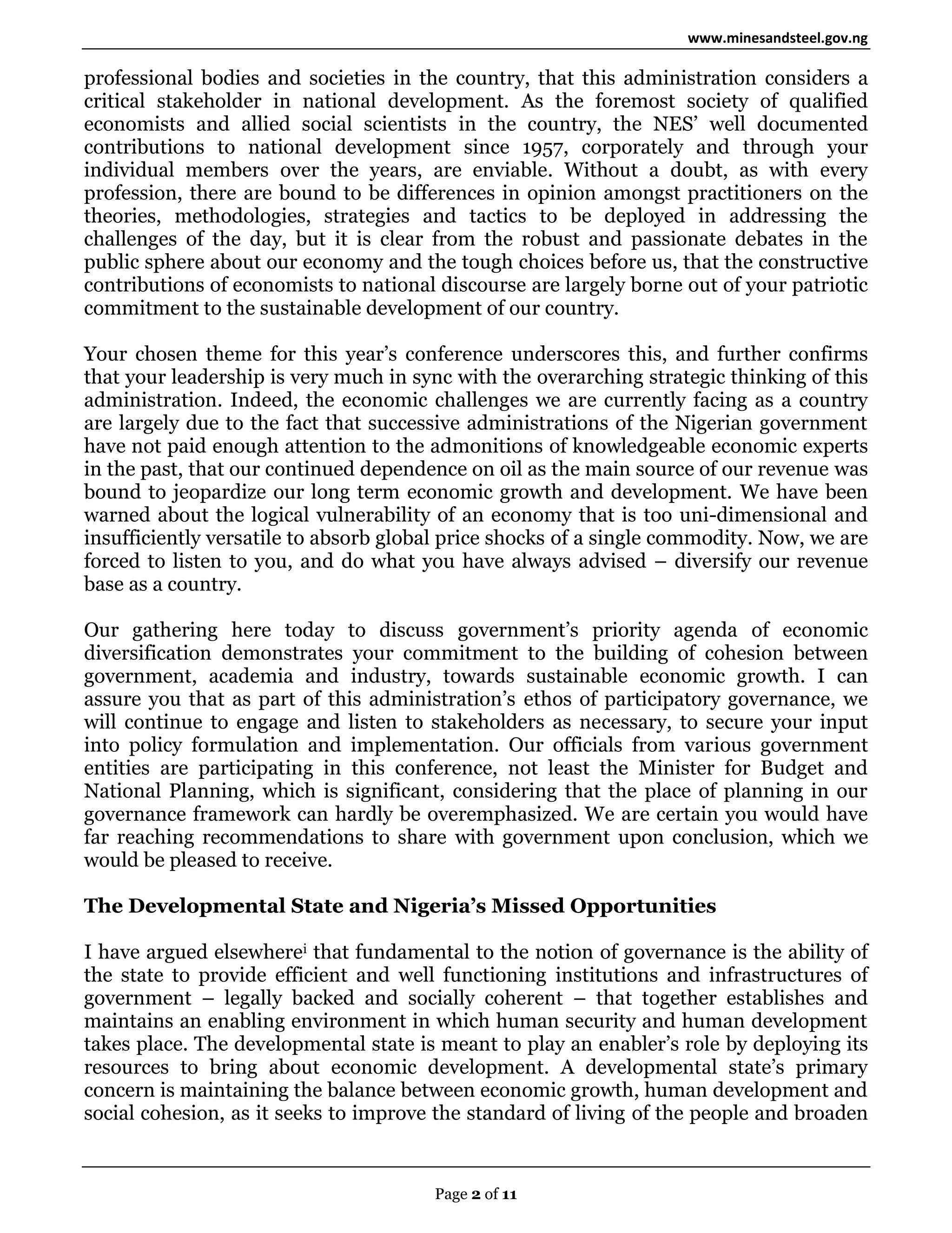 DIVERSIFICATION OF THE NIGERIAN ECONOMY; THE CASE FOR SOLID MINERALS | PDF